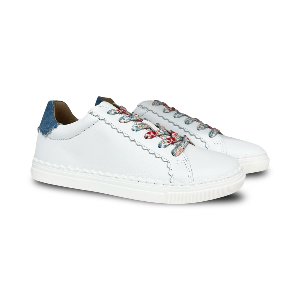 Porte White And Denim Floral Lace Sneaker – HAL Shoes